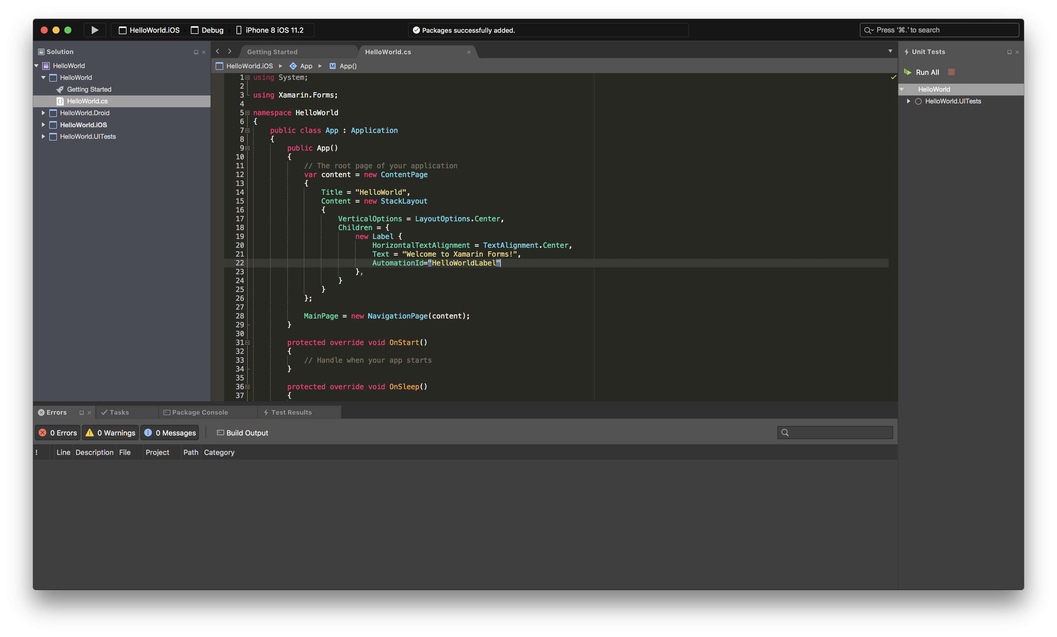 Creating UI Tests for Xamarin.Forms