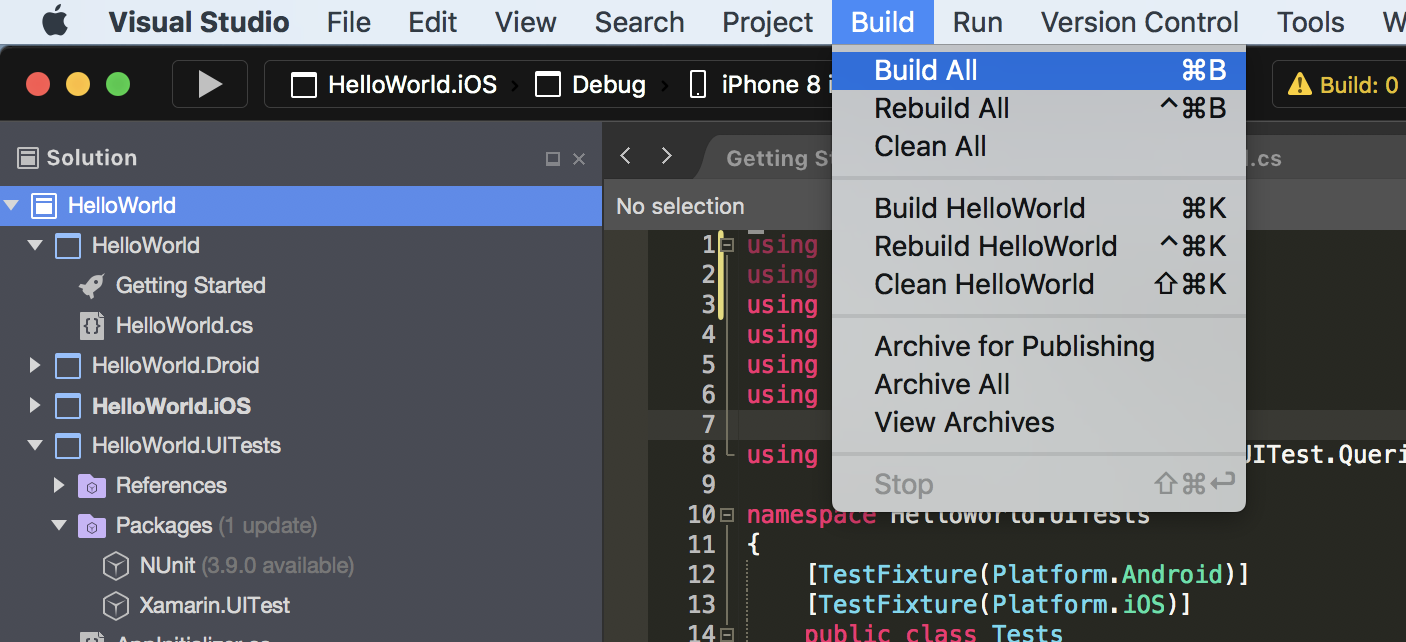 Creating UI Tests for Xamarin.Forms
